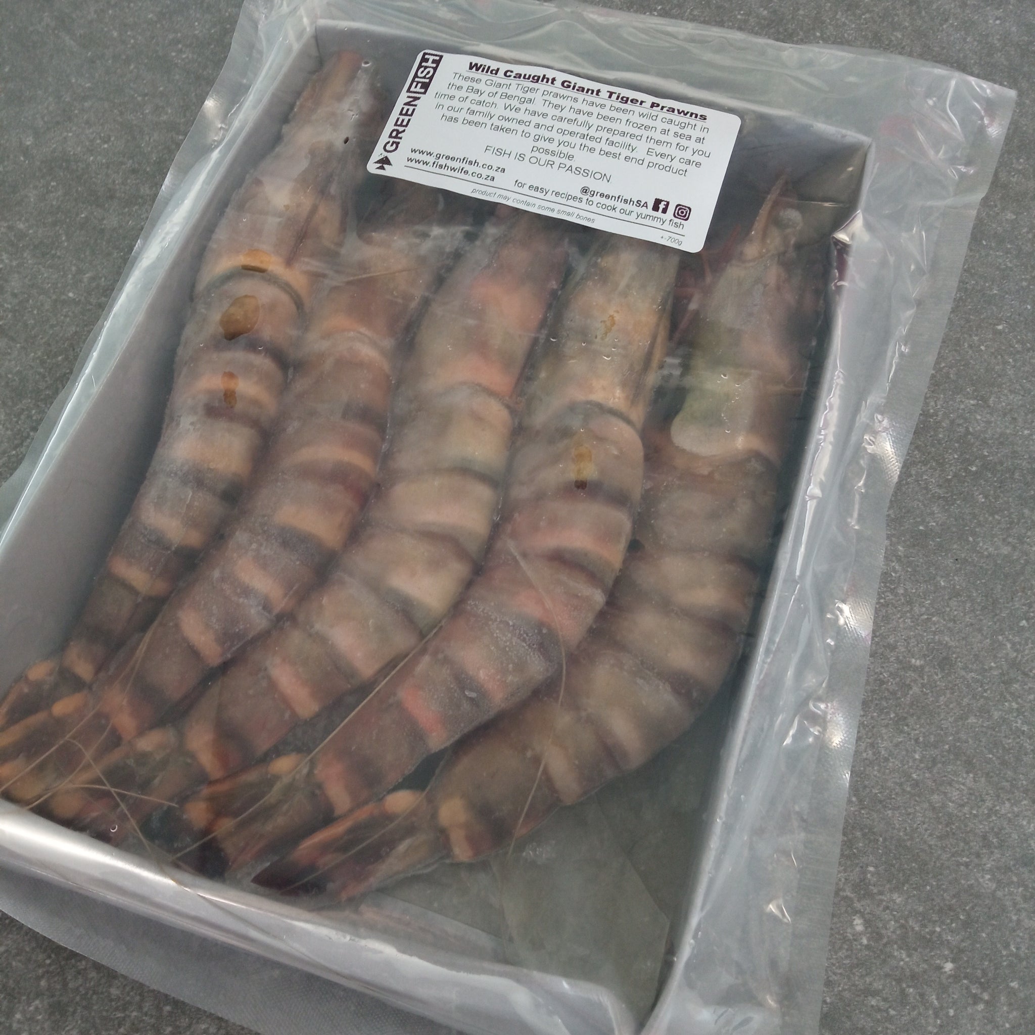 Giant Tiger Prawns | Frozen Box | Wild caught | x6 | 700g – Greenfish